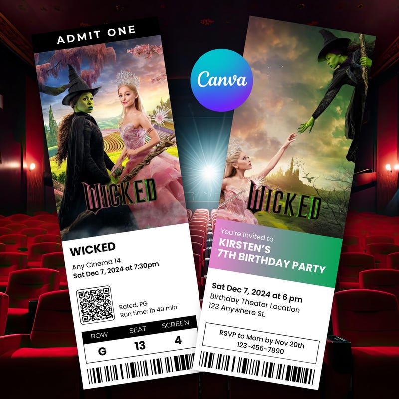 Wicked Movie Ticket Editable - Etsy Canada