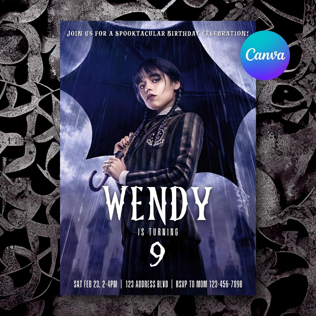 Editable Wednesday Birthday Invitation Template, Wednesday Digital ...