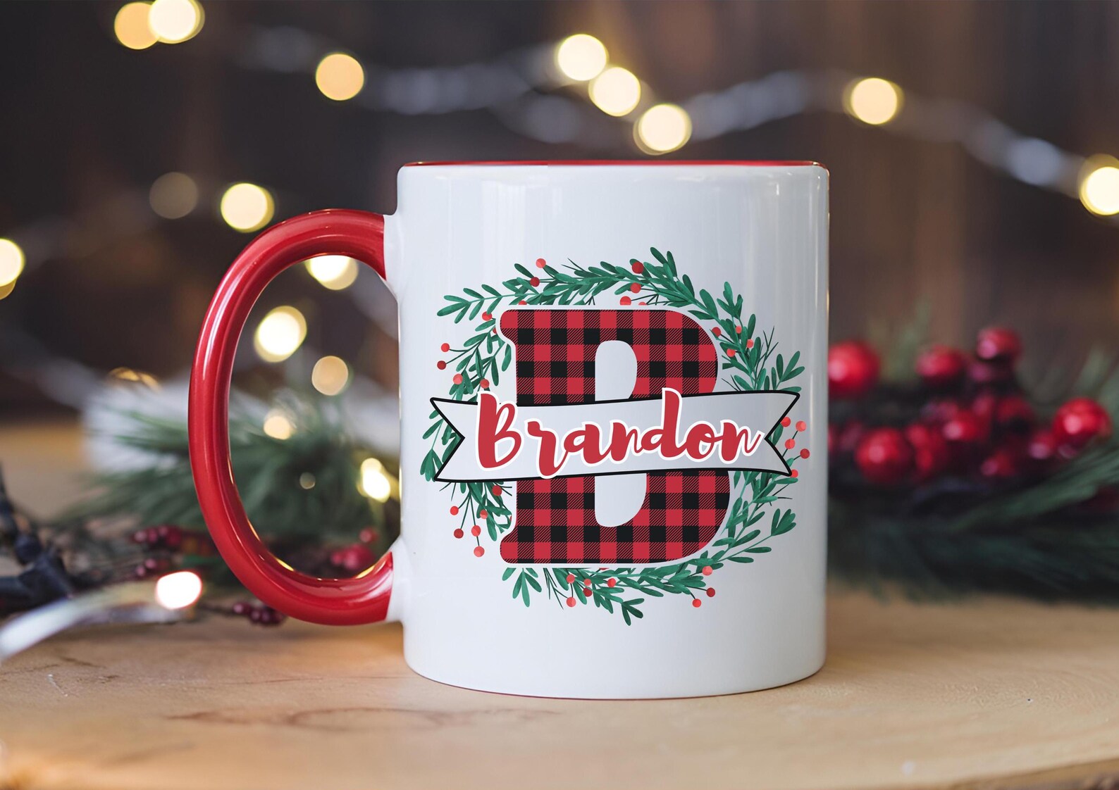Personalized Christmas Mug, Custom Christmas Mug, Custom Initial Name ...