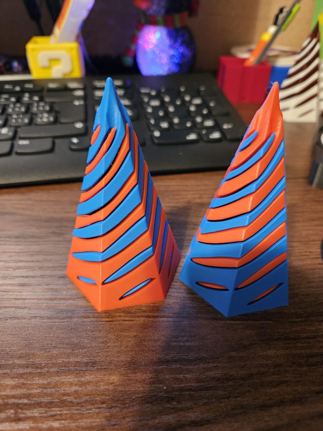Pack of Two- 3d Printed Impossible Pyramid Pass Through Cone Fidget ...