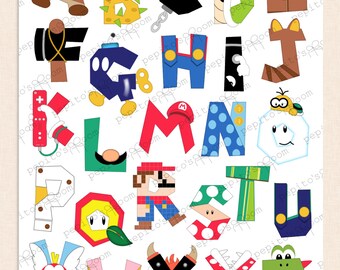 Mario bros alphabet | Etsy