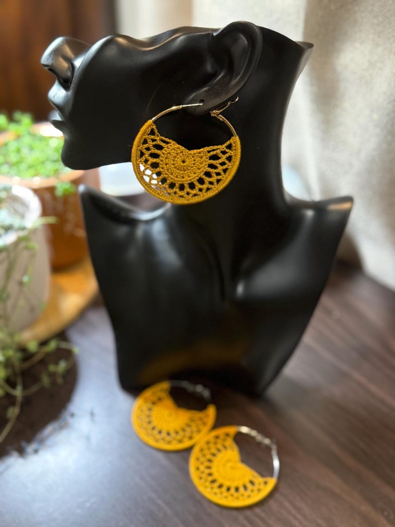 Crochet Mandala Hoop Earrings 6cm - Etsy