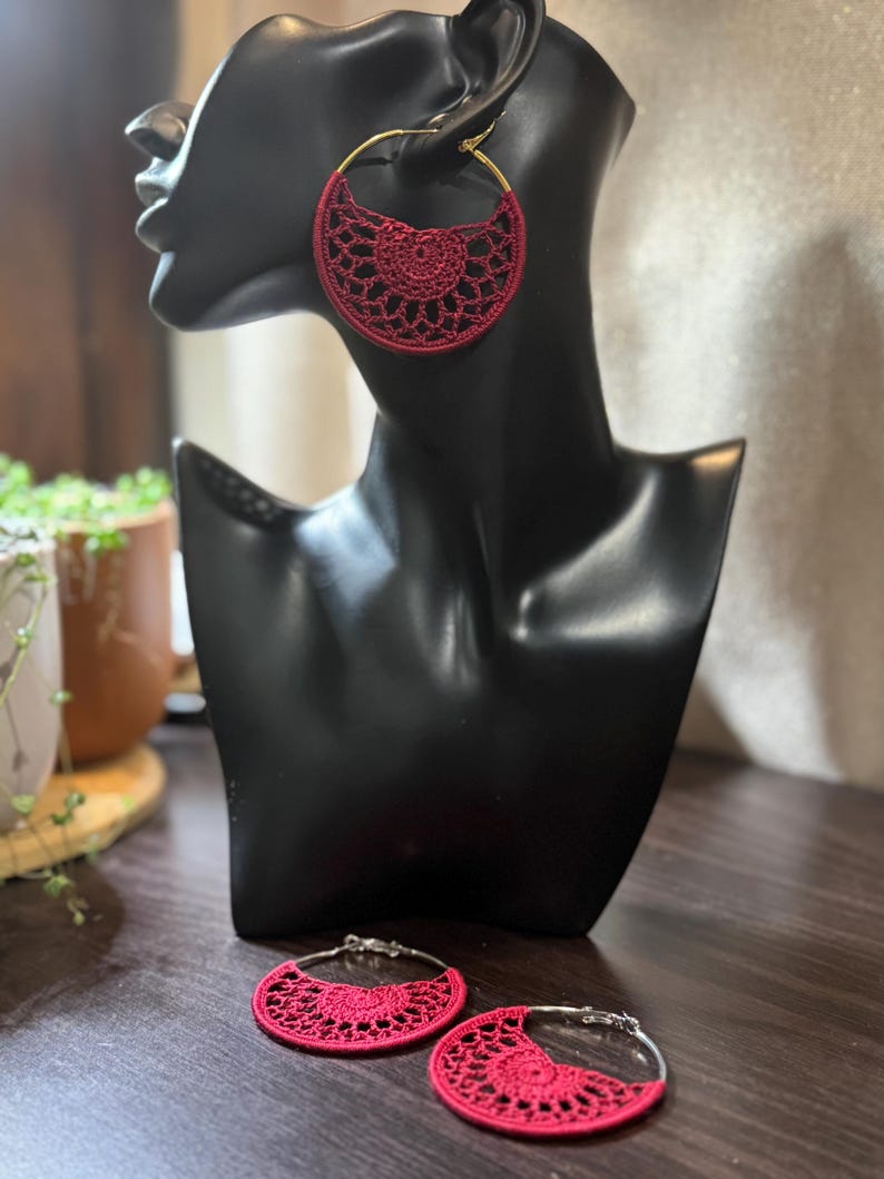 Crochet Mandala Hoop Earrings 6cm - Etsy