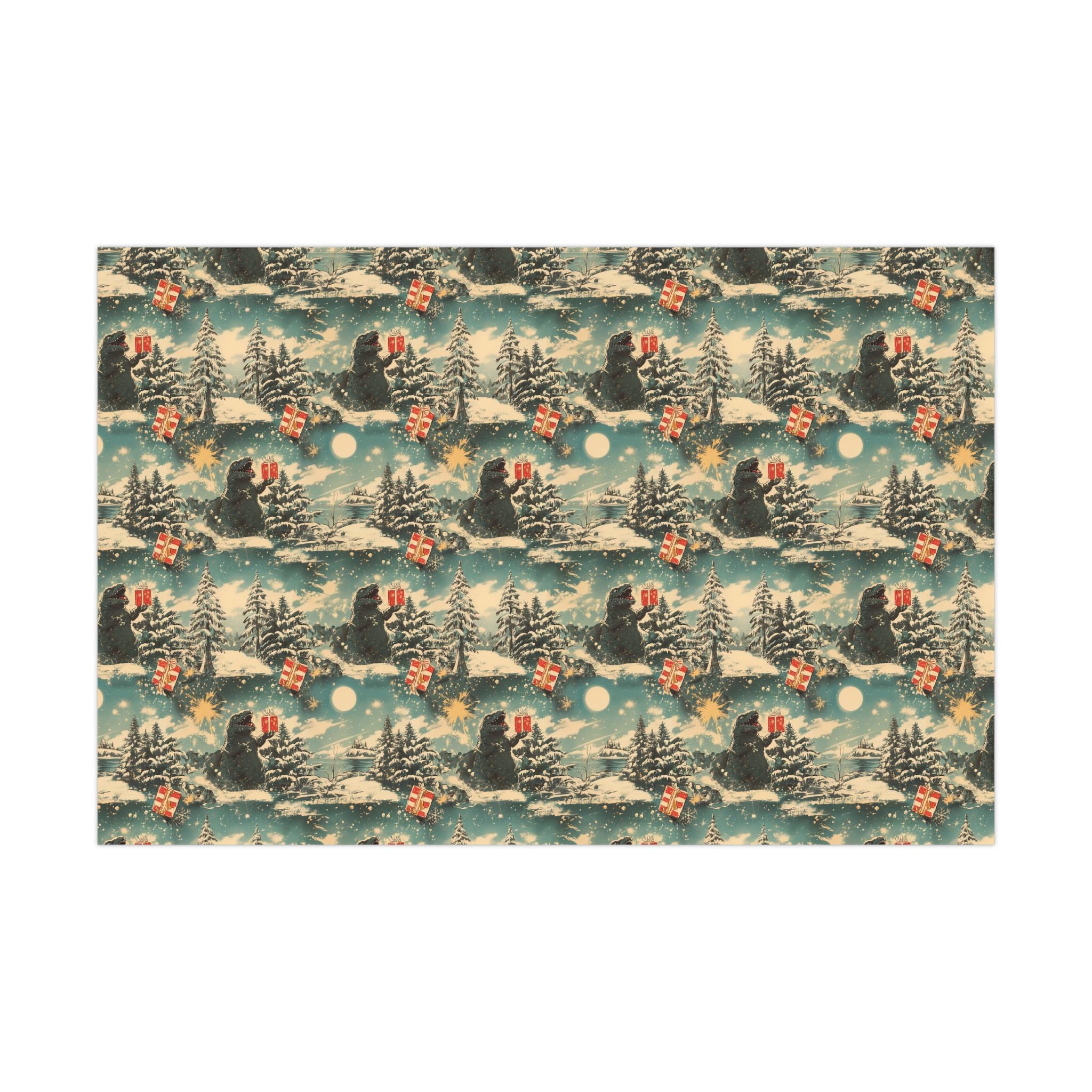 Godzilla Greetings Christmas Wrapping Paper - Funny Luxury Pattern ...