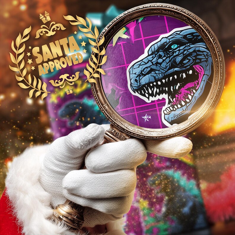 Retro 90s Godzilla Christmas Wrapping Paper - Y2K Kaiju Vaporwave Retro ...