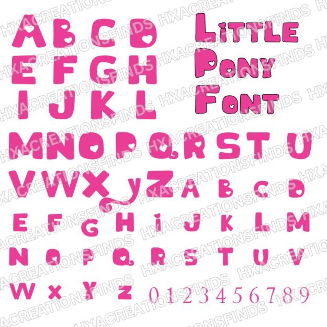 Little Pony Font Alphabet TTF OTF Pony Letters Text Cartoon PNG Svg ...