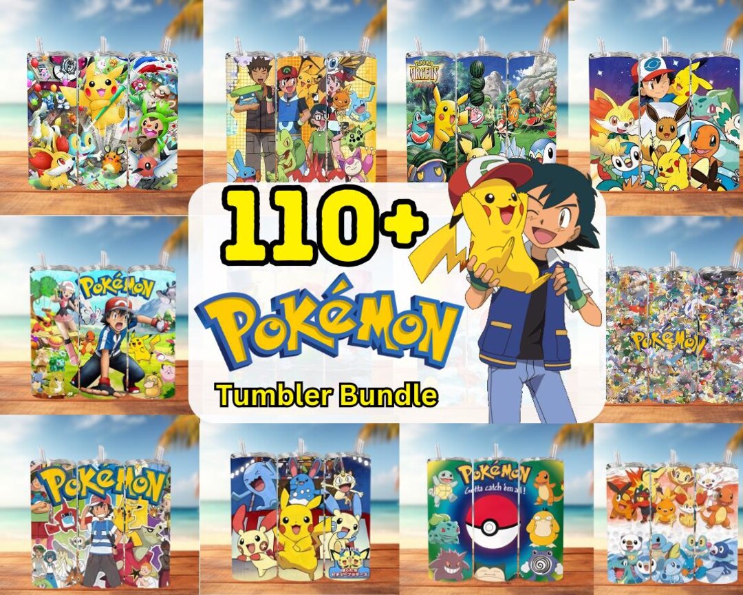 110 Pokémon Tumbler Wrap Bundle Pokemon Tumbler Design Pikachu 20oz ...