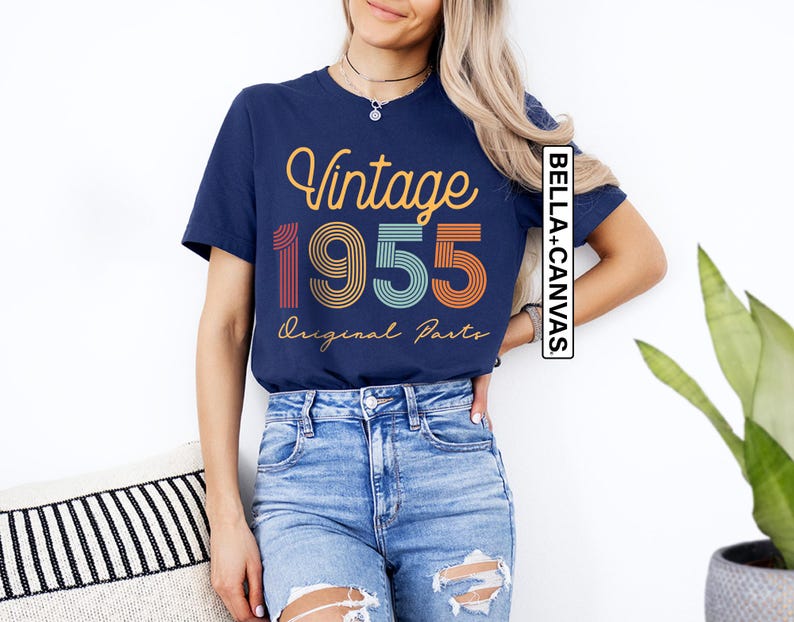 Vintage 1955 Retro T-shirt, 71th Birthday Gift - Etsy