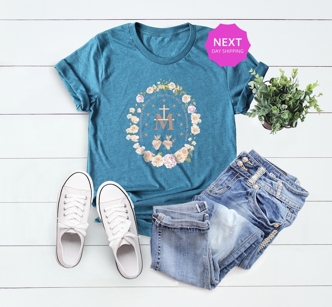 Marian Catholic T-shirt: Virgin Mary T-shirt, Catholic Gifts for Women ...