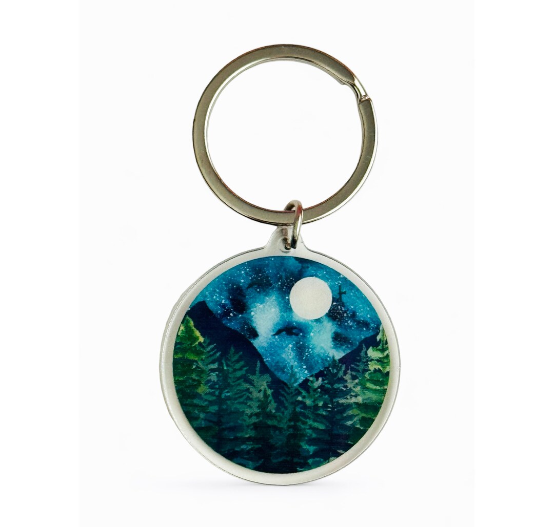 Night Scene Acrylic Keychain Landscape Keychain Mountain Keychain ...