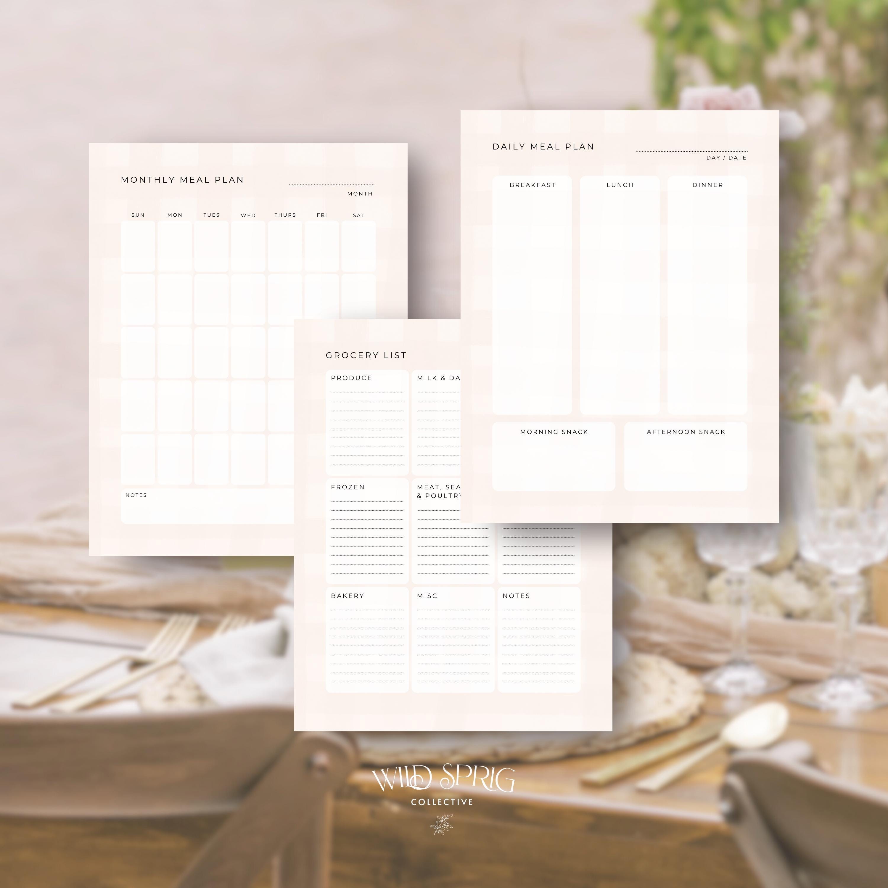 Meal Planner Bundle Printable Prep Bundle Meal Organizer Template ...