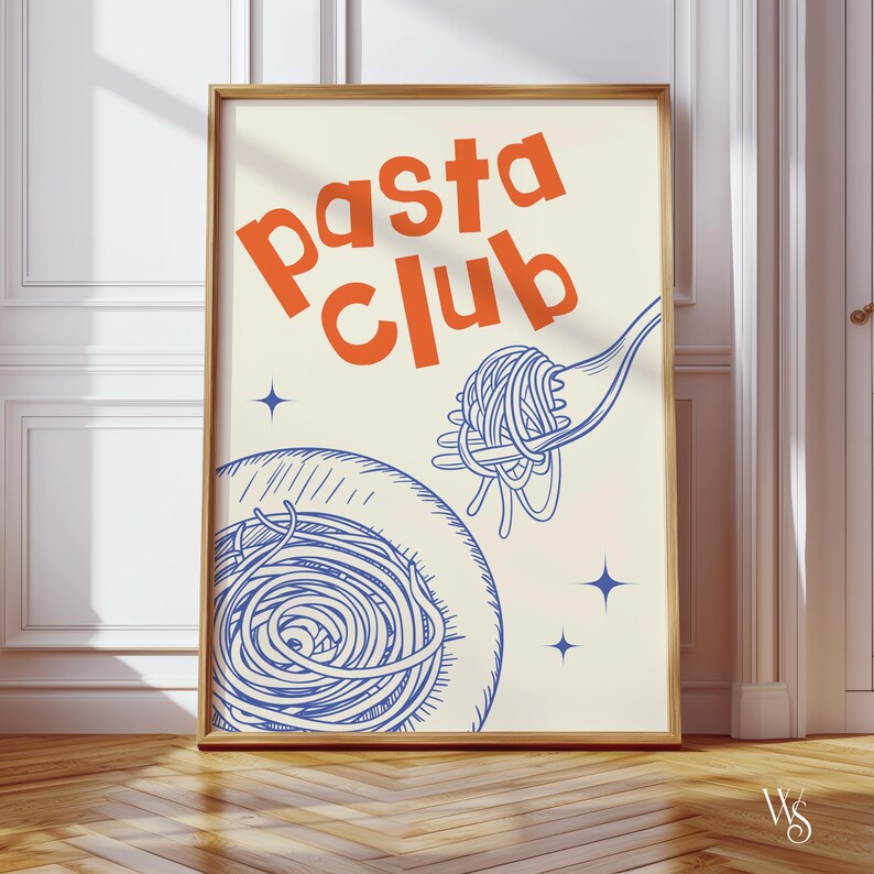 Retro Pasta Poster | Italian Cuisine Food Art | Noodles Art Print ...