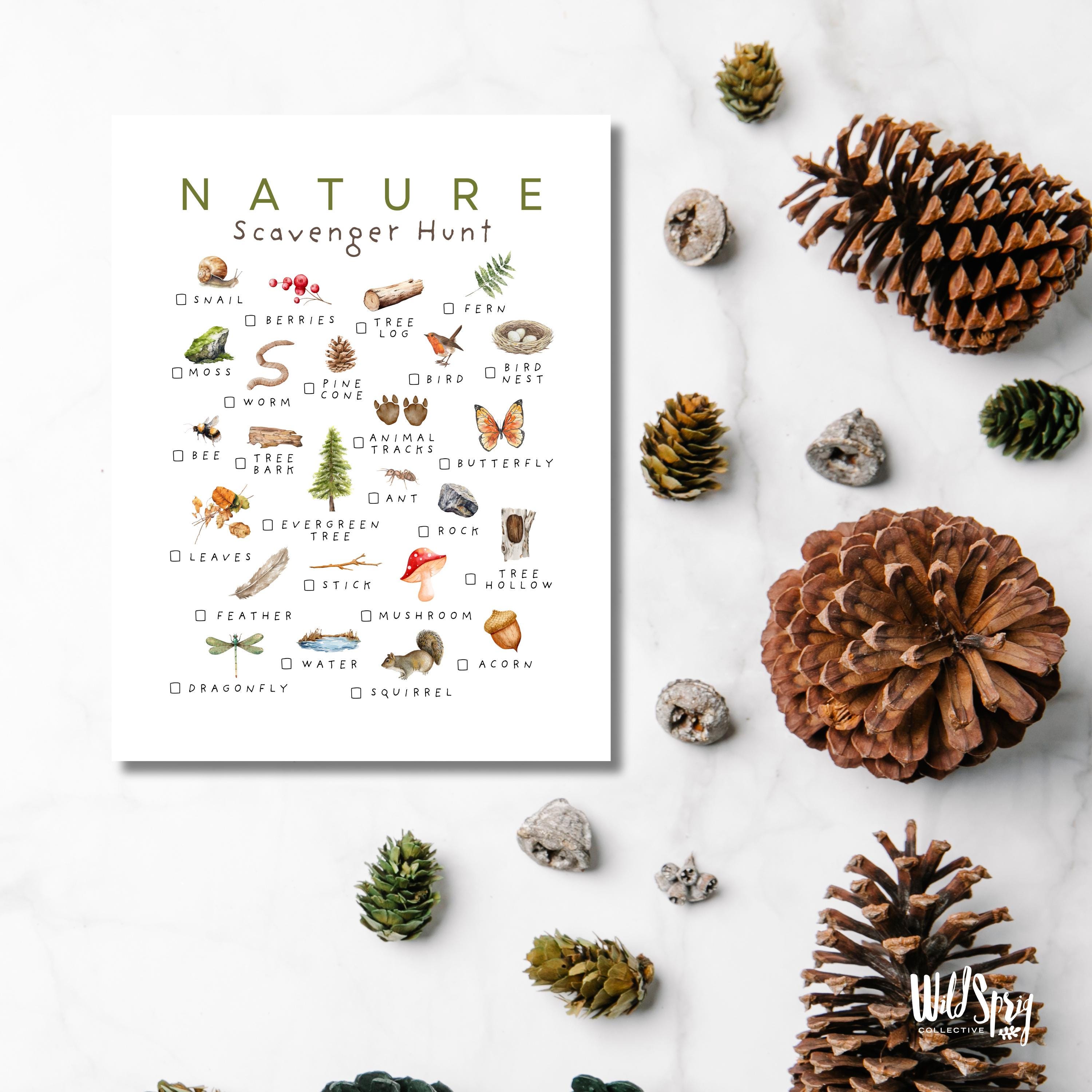 Nature Scavenger Hunt Printable: Watercolor Outdoor Adventure Activity ...