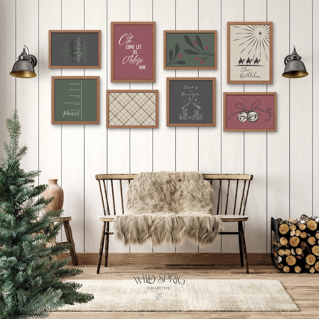 Rustic Christian Christmas Wall Art Bundle | 8 Rustic Holiday Wall Art ...