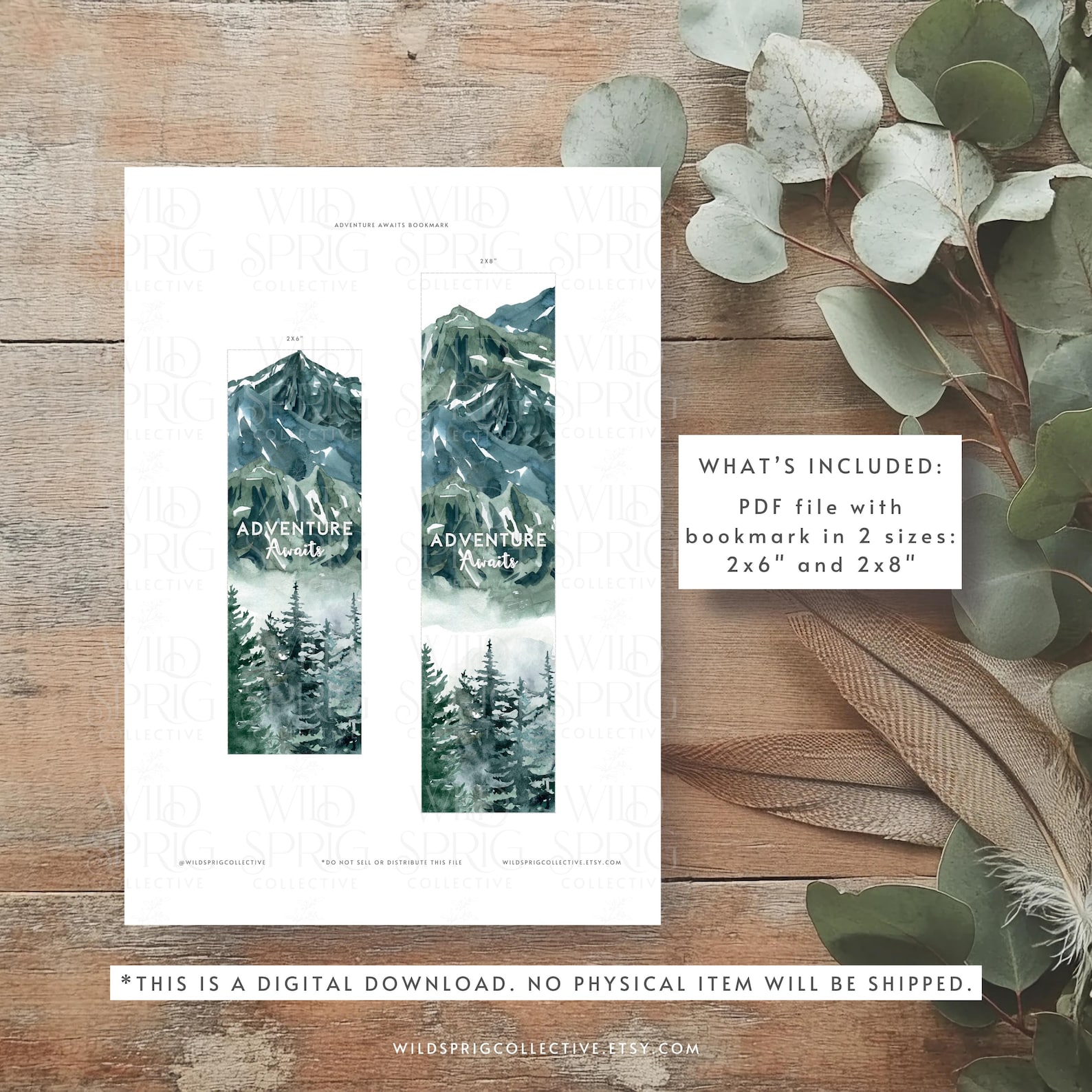 Adventure Awaits Bookmark | 2x6 and 2x8 Printable Bookmark | Nature ...