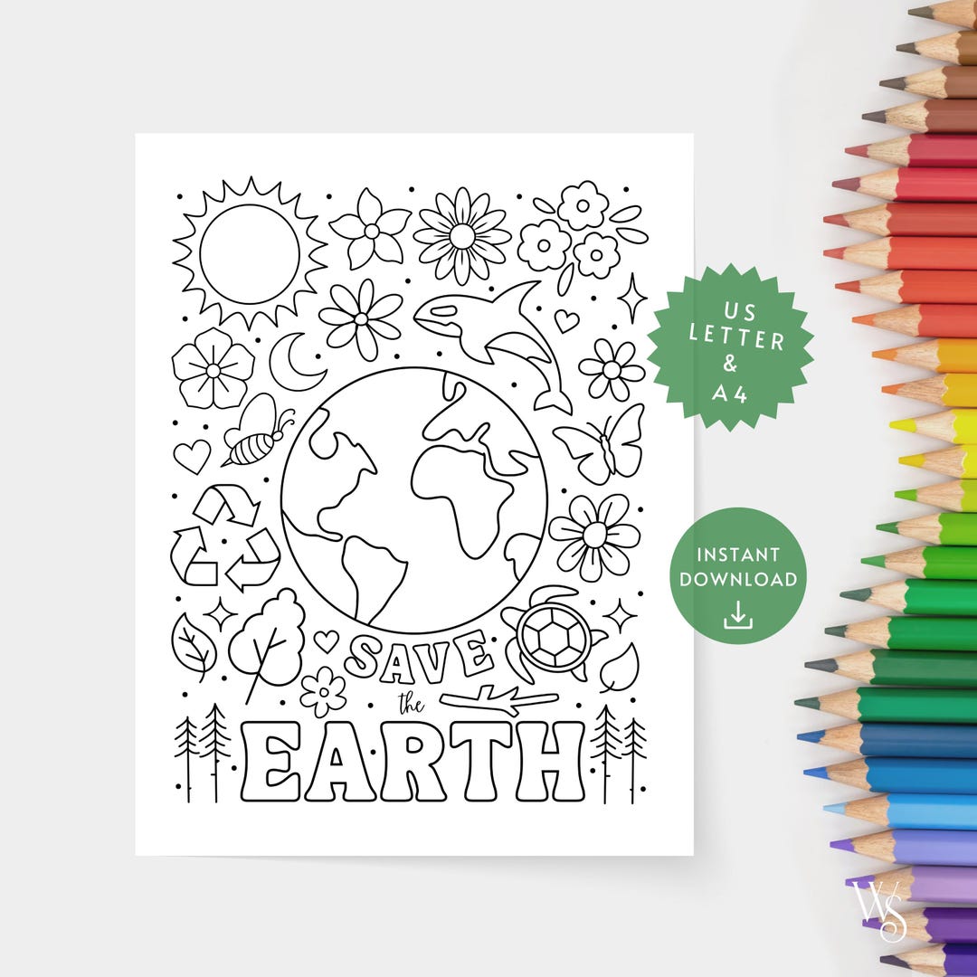 Save the Earth Coloring Page | Printable Earth Day Coloring Page ...