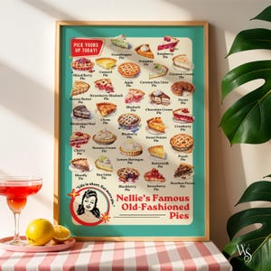 Retro Pie Poster | Vintage Pie Print | Kitchen Food Art Print | Vintage ...