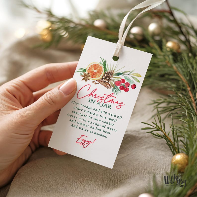 Christmas in a Jar Gift Tag: Printable Holiday Favor Labels (PDF) - Etsy