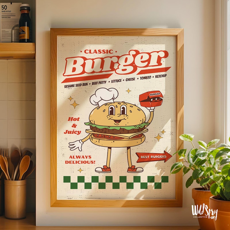 Retro Burger - Etsy