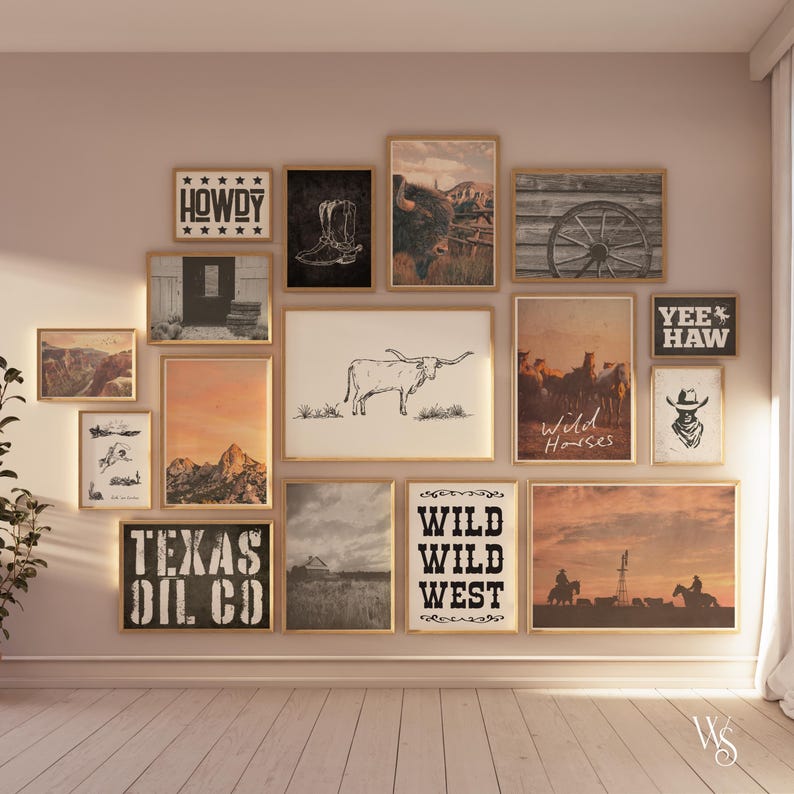 Wild West Print Bundle | Western Gallery Wall Art | 16 Rustic Western ...