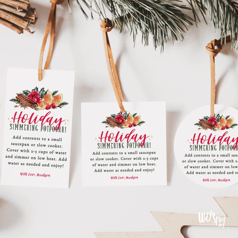 Printable Holiday Potpourri Gift Tags: Festive Aroma Labels for ...