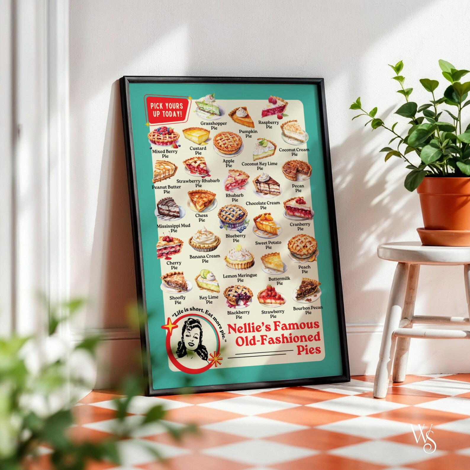 Retro Pie Poster | Vintage Pie Print | Kitchen Food Art Print | Vintage ...
