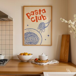 Retro Pasta Poster | Italian Cuisine Food Art | Noodles Art Print ...
