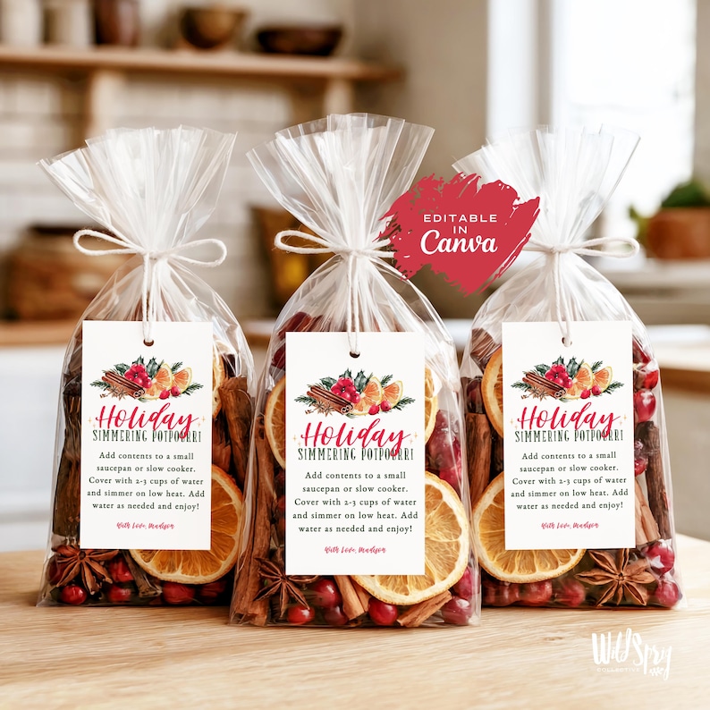 Printable Holiday Potpourri Gift Tags: Festive Aroma Labels for ...