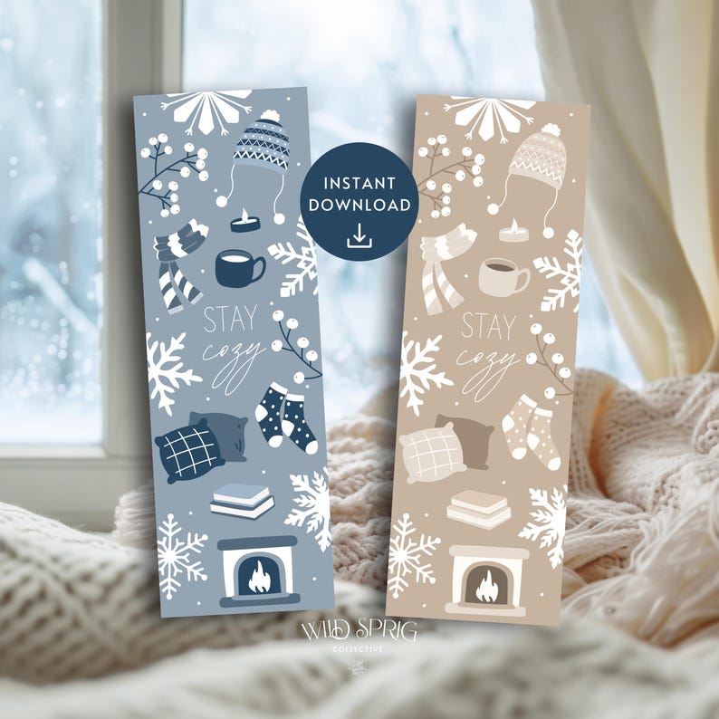 Cozy Winter Bookmark: Printable PDF for Cozy Reading Adornment With Snowflake Design - Etsy