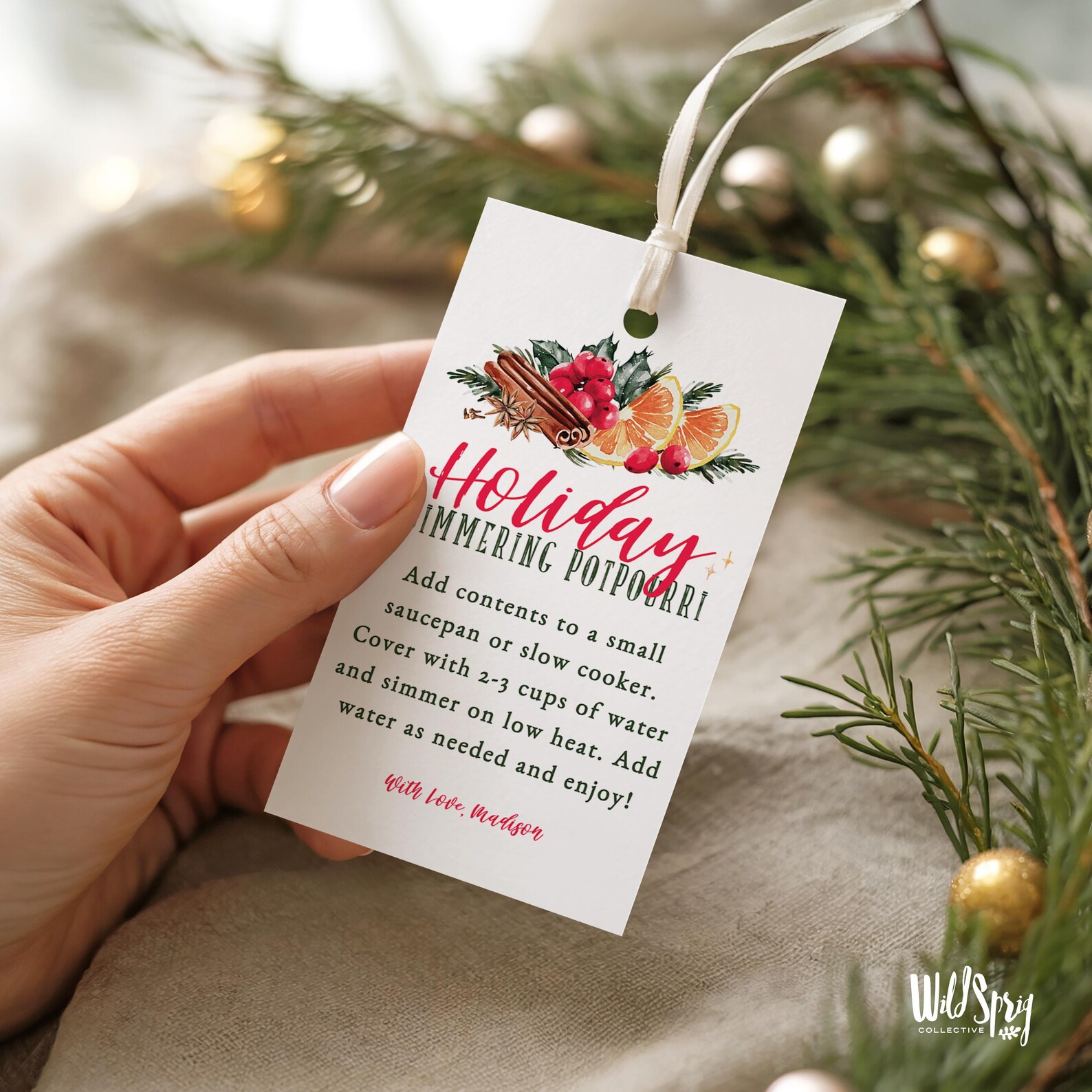 Printable Holiday Potpourri Gift Tags: Festive Aroma Labels for ...