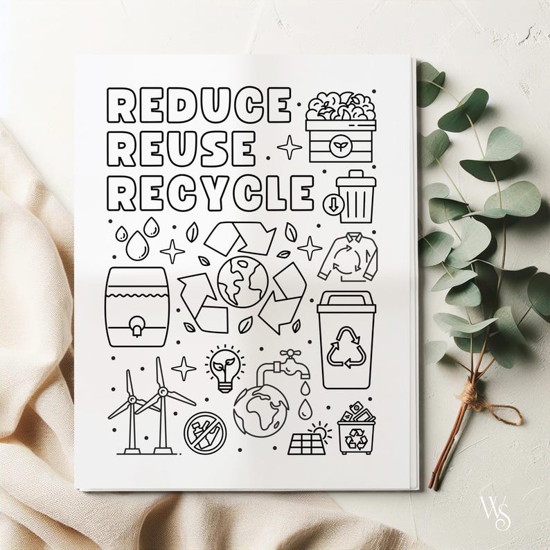 Reduce Reuse Recycle Coloring Page | Earth Day Coloring Page ...