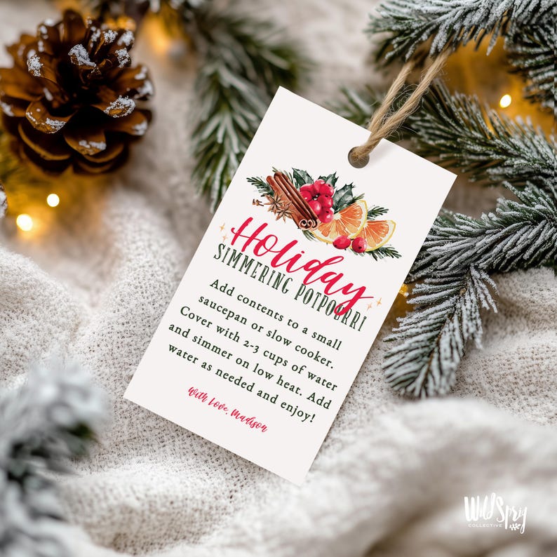 Printable Holiday Potpourri Gift Tags: Festive Aroma Labels for ...