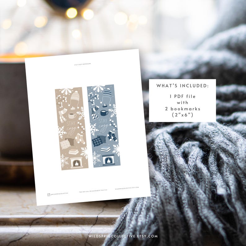 Cozy Winter Bookmark: Printable PDF for Cozy Reading Adornment With ...