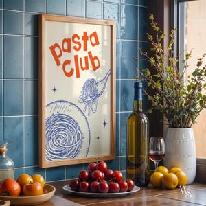 Retro Pasta Poster | Italian Cuisine Food Art | Noodles Art Print ...