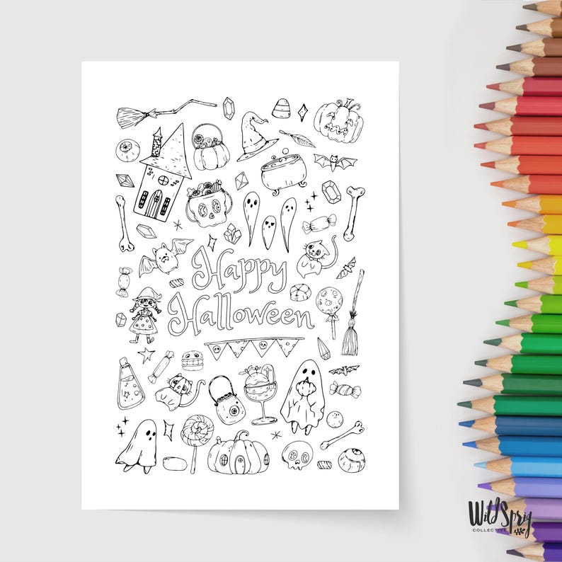 Adult Halloween Coloring Page: Printable Activity Sheet for Spooky Fun ...