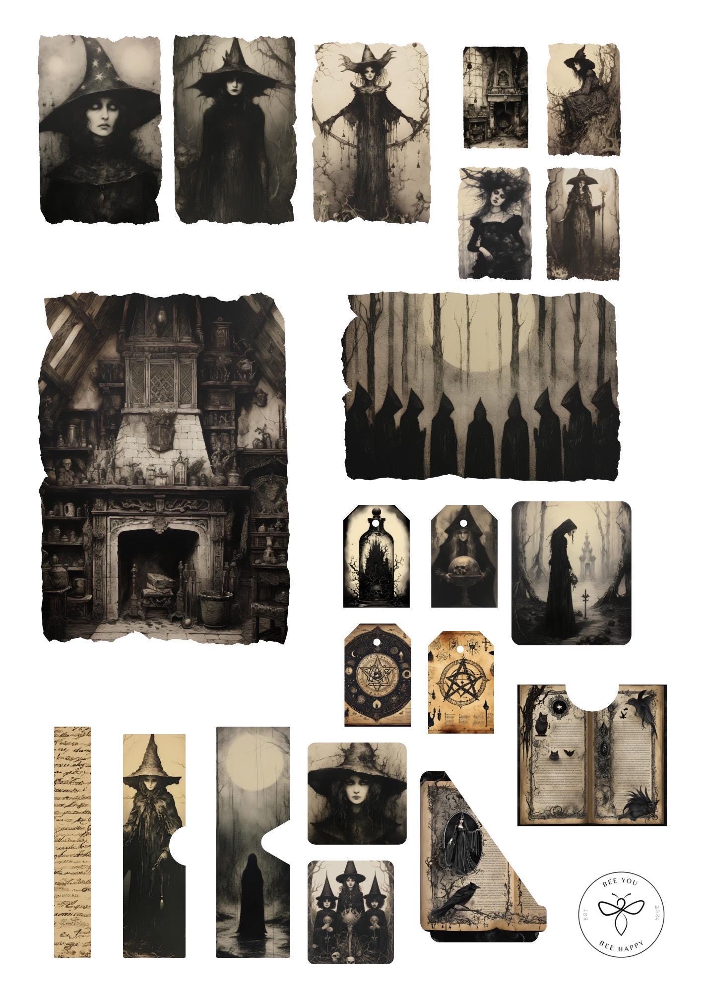 Gothic Witch Mini Junk Journal Paper Kit, Gothic / Witch Ephemera ...