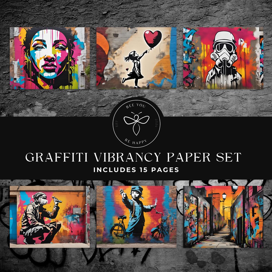 Graffiti Beauty Vibrancy Junk Journal Paper Kit, Graffiti Paper ...