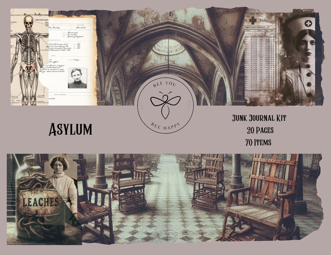 Asylum Junk Journal Paper Kit (11 X 8.5) , Gothic Macbre Ephemera ...