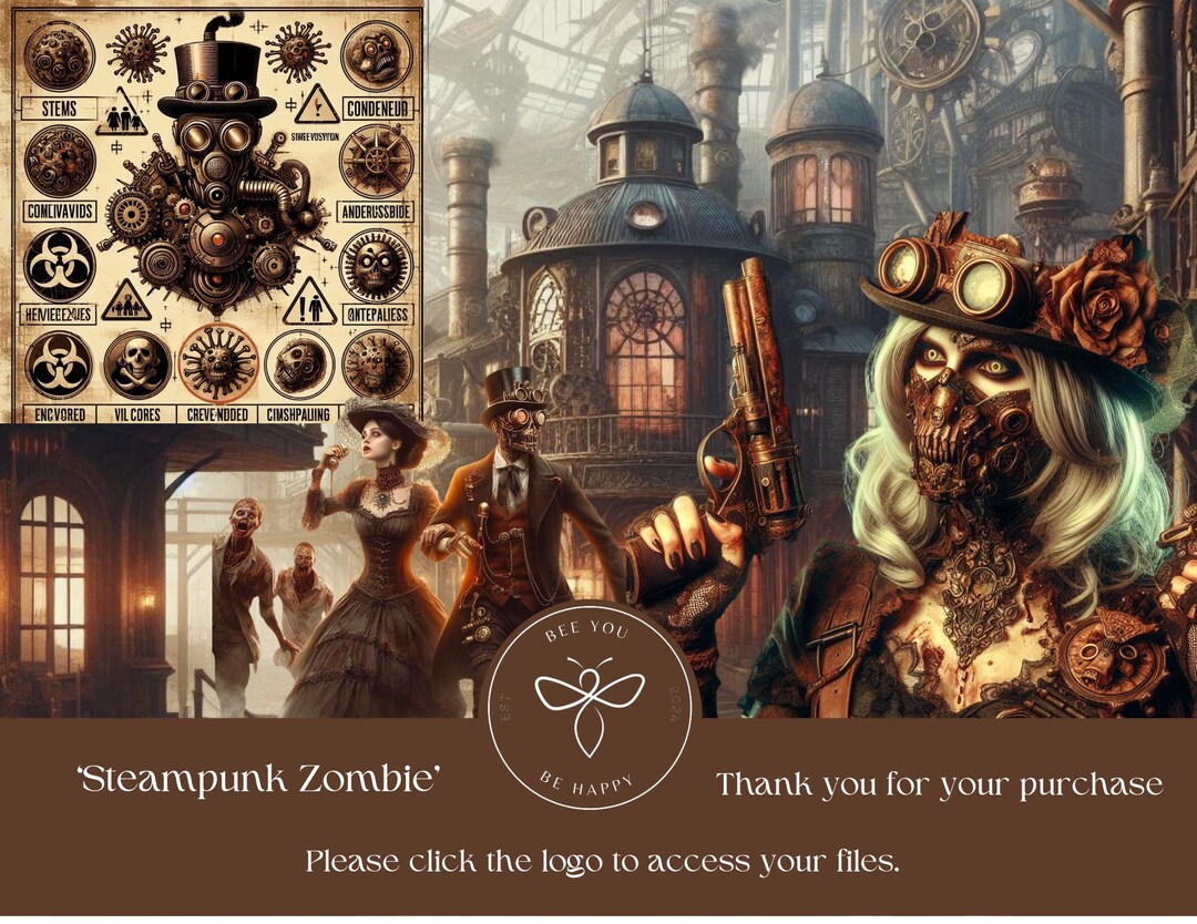 Steampunk Zombie Junk Journal Paper Kit, Steampunk Art Paper, Scrapbook ...