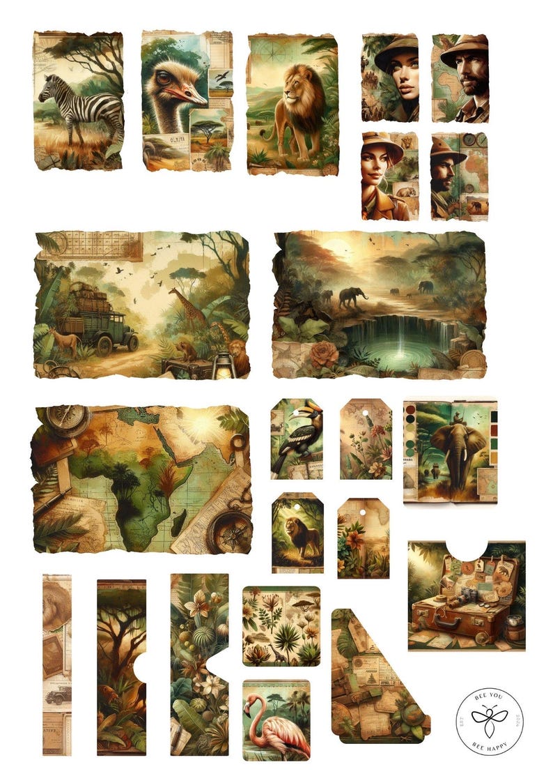 Africa Savannah Safari Mini Junk Journal Papercraft Set,ephemera ...