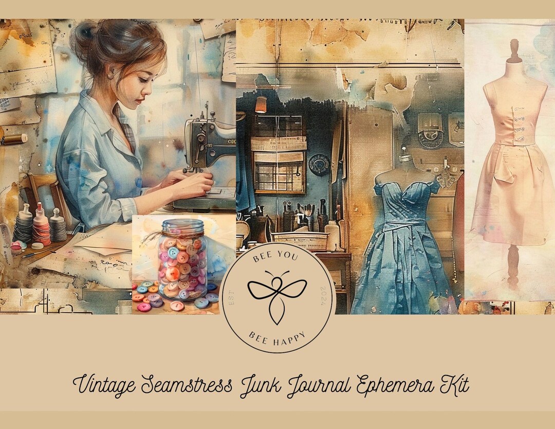 Vintage Seamstress Junk Journal Kit, Ephemera, Scrapbook Pages ...