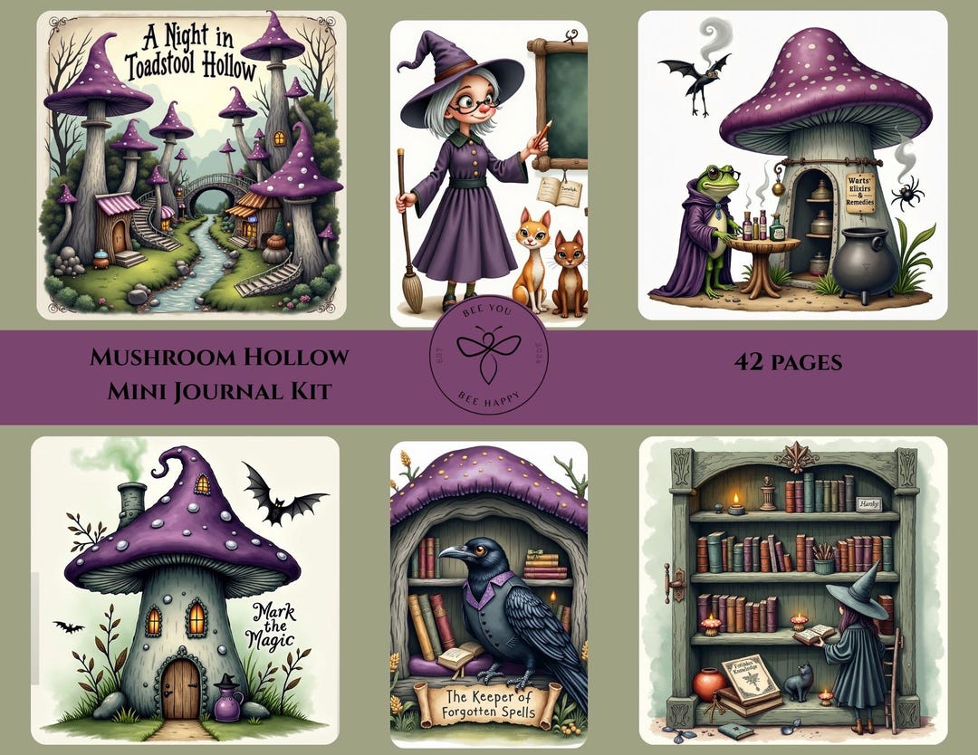 Toadstool Hollow Mini Journal / Scrapboking Kit , Ephemera. - Etsy