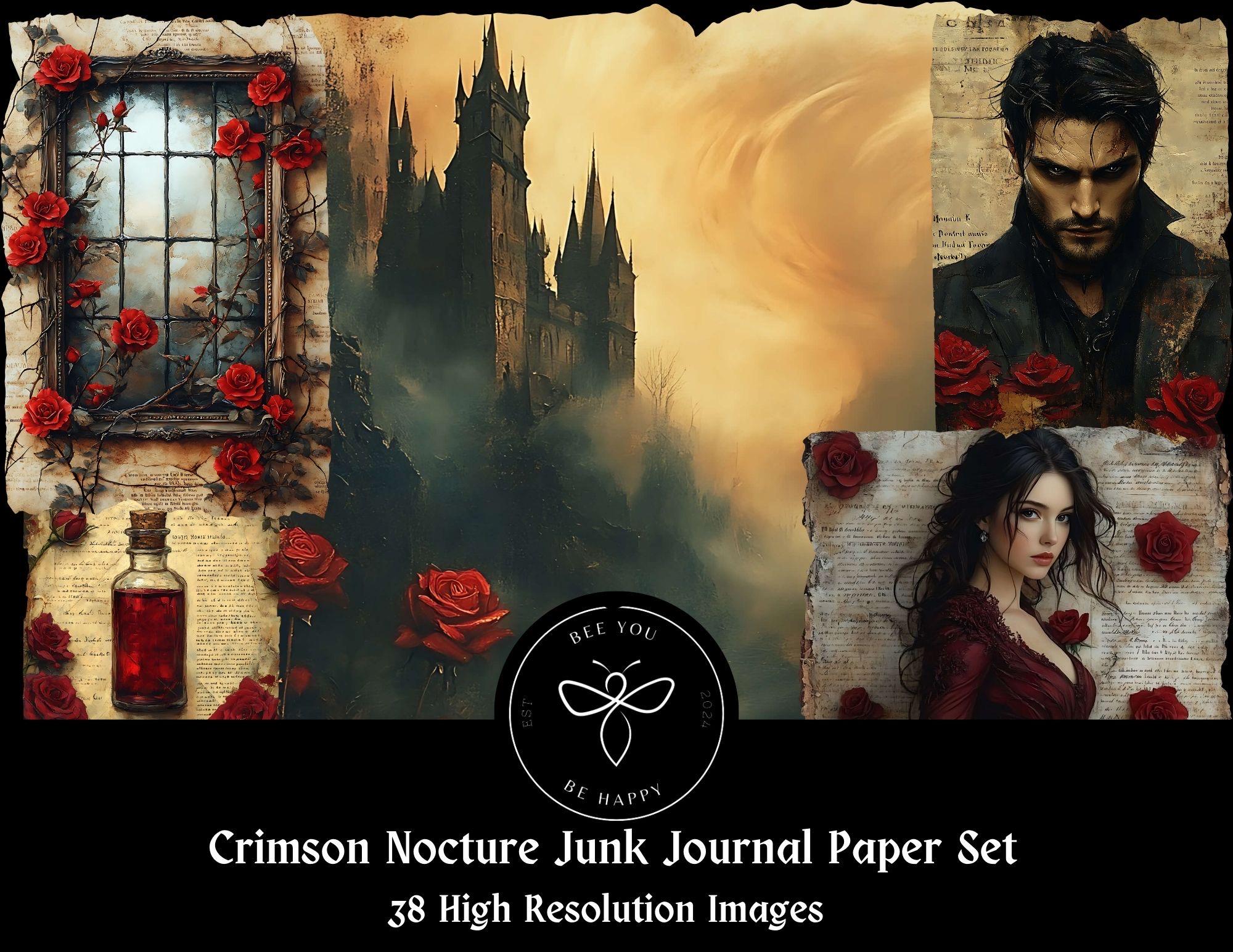 Crimson Nocture Vampire Junk Journal Papercraft Set (11 X 6.5) Ephemera ...