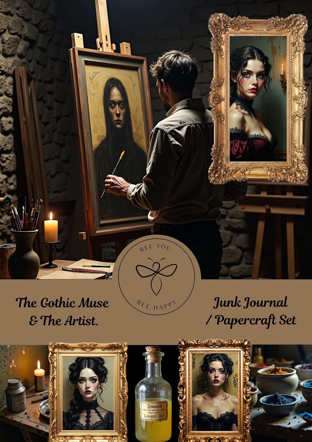 The Gothic Muse & the Artist Junk Journal Papercraft Set,ephemera ...