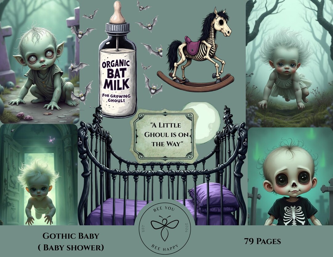 Gothic Baby Shower Junk Journal Paper Kit, Gothic Ephemera, Scrapbook ...