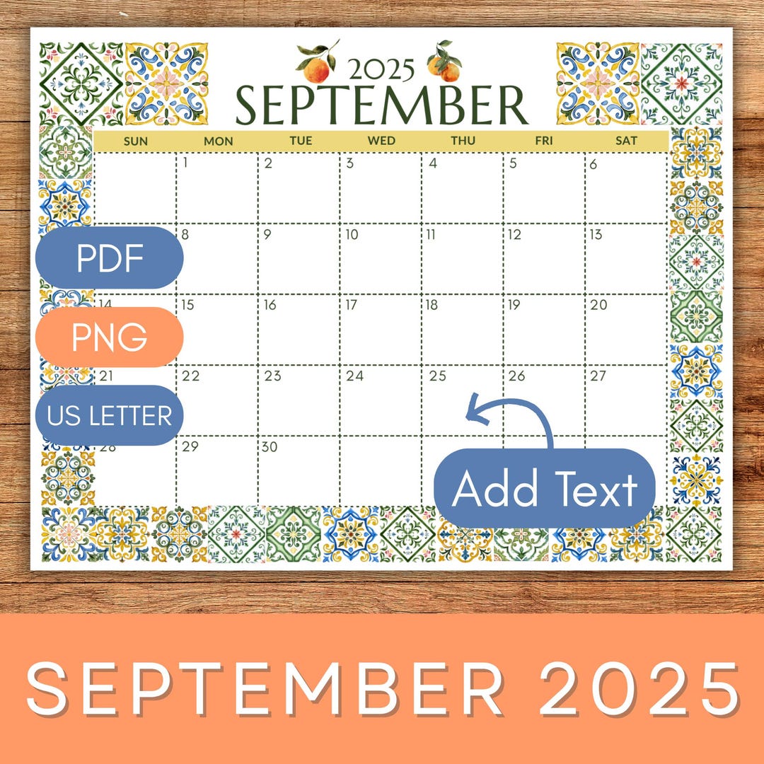 Editable September 2025 Calendar | Fall Printable Calendar Italy | Wall ...