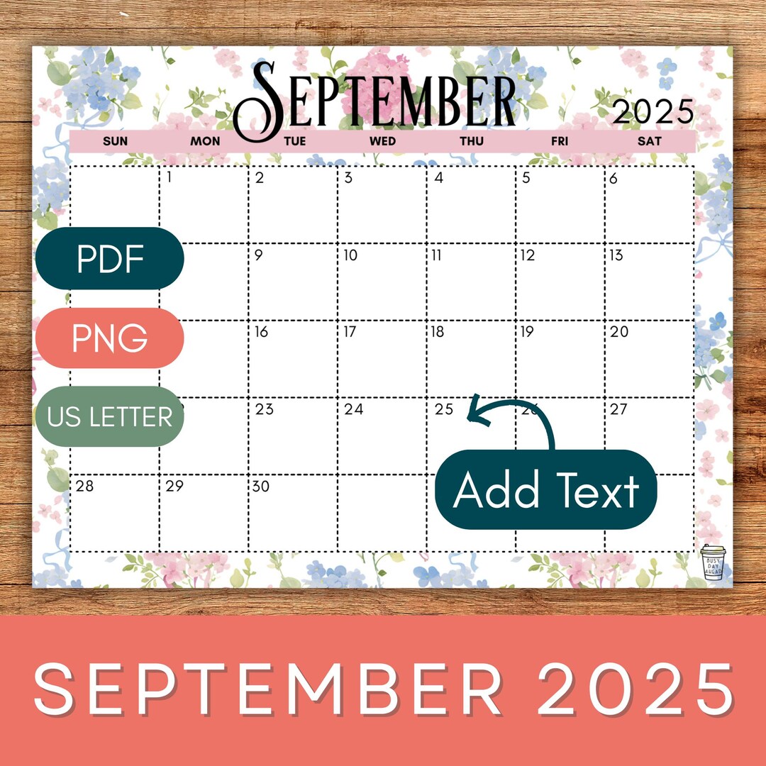 Editable September 2025 Calendar | Fall Printable Calendar Family ...