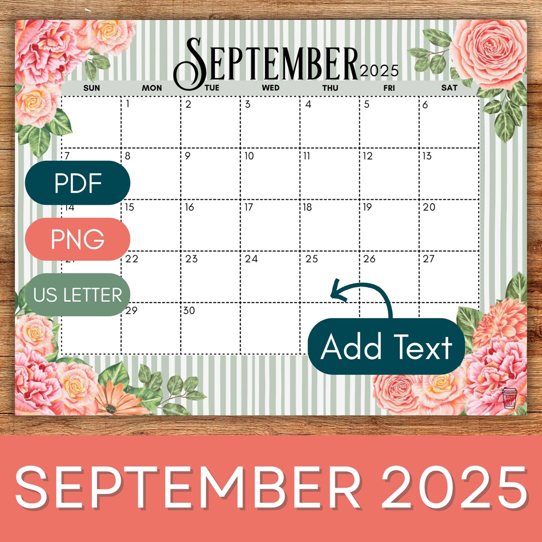 EDITABLE September 2025 Calendar | Fall Printable Calendar Family ...