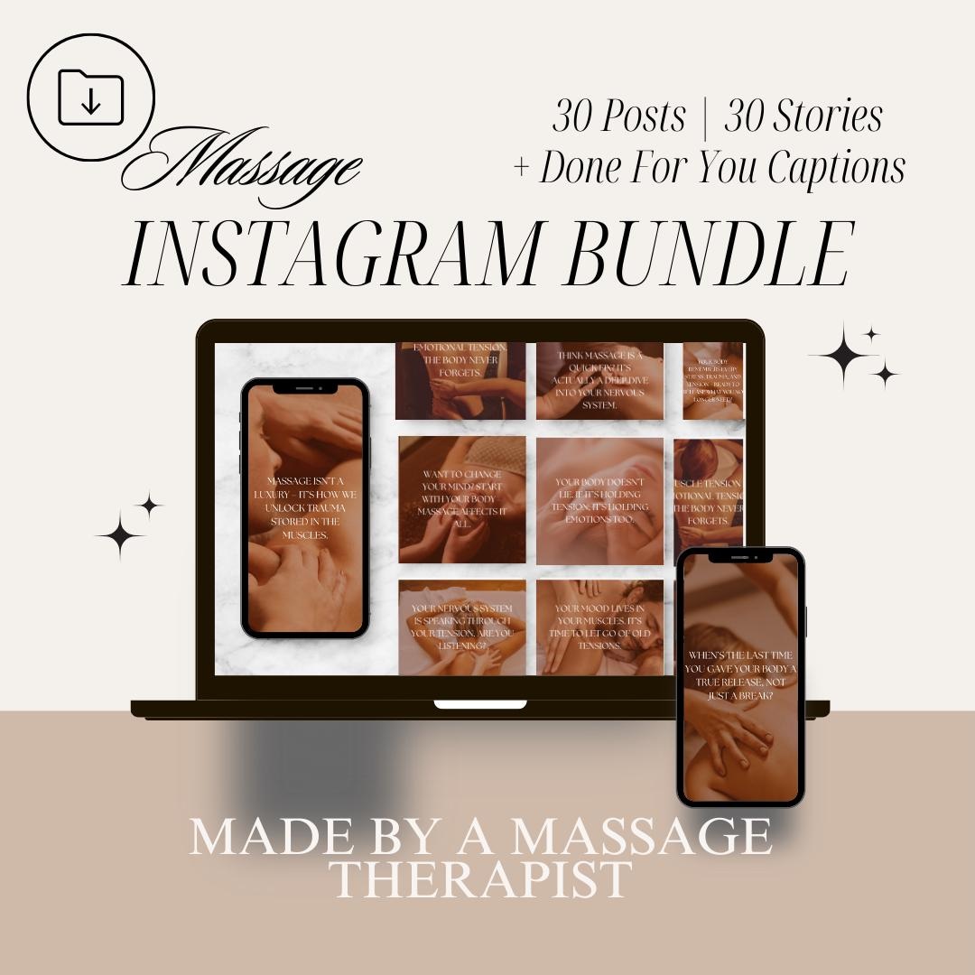 Massage Therapy Instagram Bundle: 30 Posts & Captions - Etsy