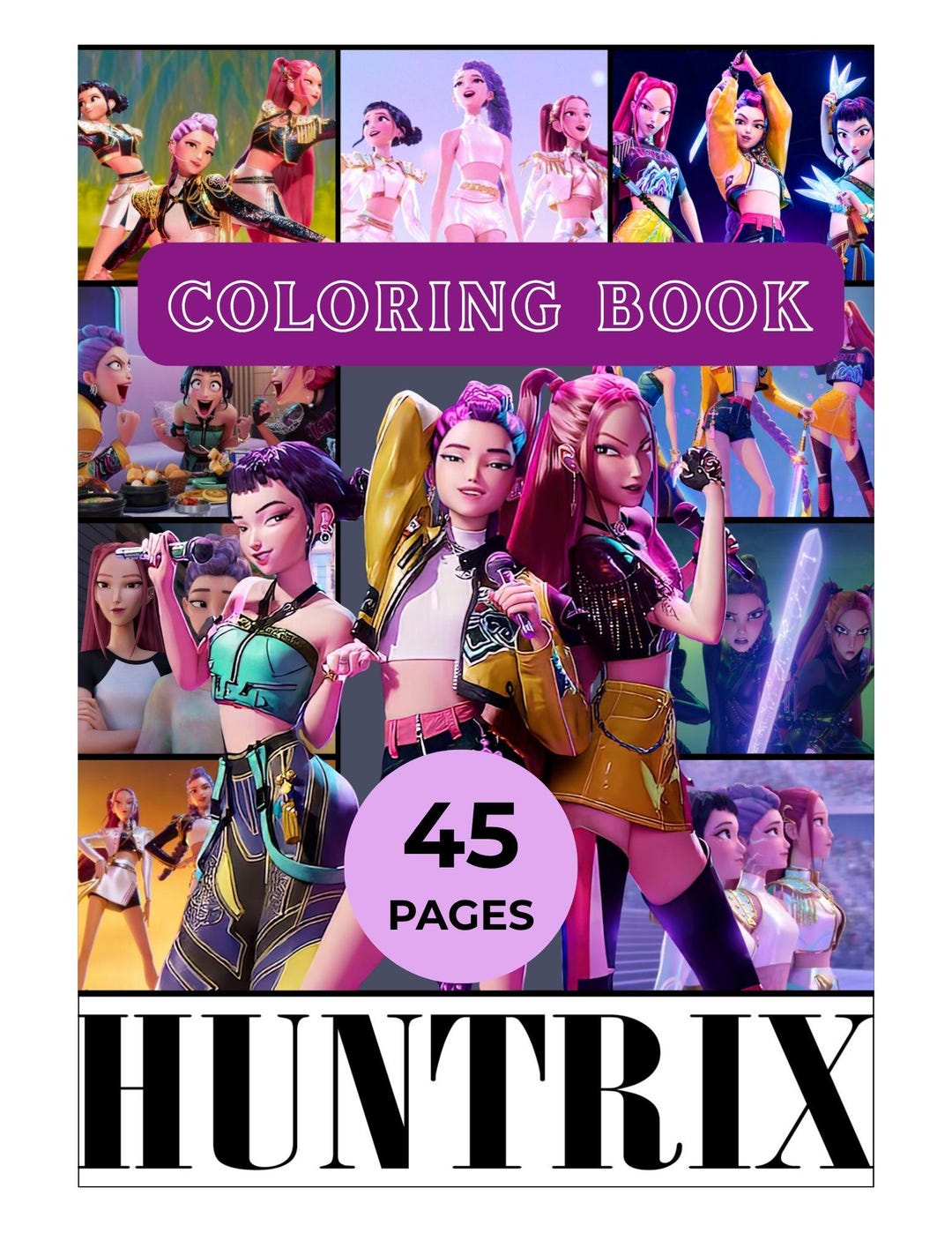 Kpop Demon Hunters Coloring Book, Anime Art (PDF Download) - Etsy